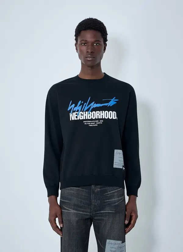 Yohji Yamamoto Crewneck Cotton Sweatshirt With Logo Print - Black