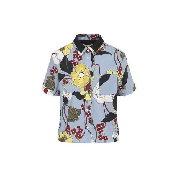 Marni Cotton Poplin Floral Shirt - Blue