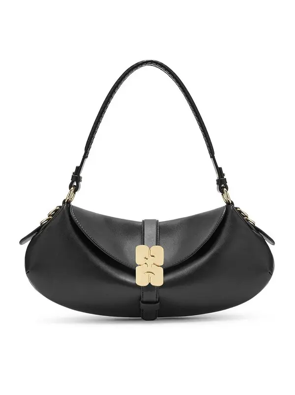 GANNI B-kat Leather Baguette Bag - Black