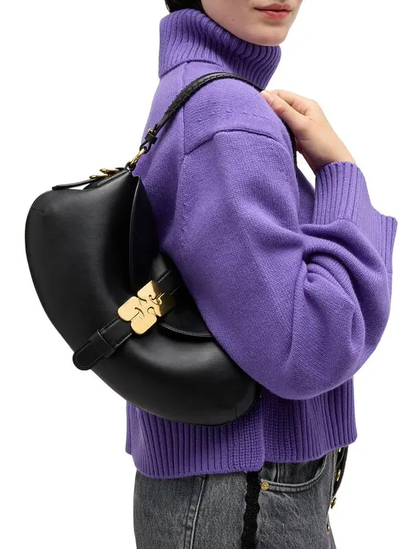 GANNI B-kat Leather Baguette Bag - Black