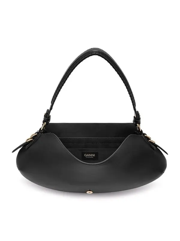 GANNI B-kat Leather Baguette Bag - Black