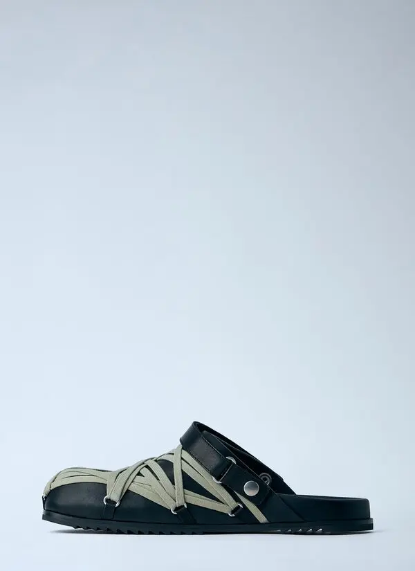 Rick Owens Megalace Mule Granola Flats - Black