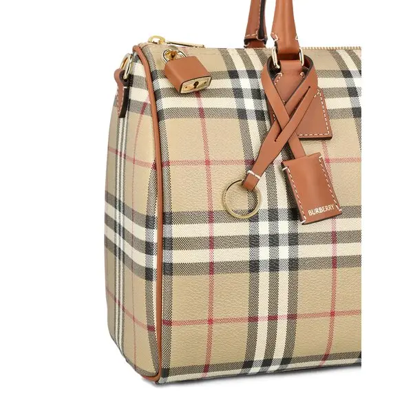 Burberry Checked Satchel Bag With Detachable Shoulder Strap
