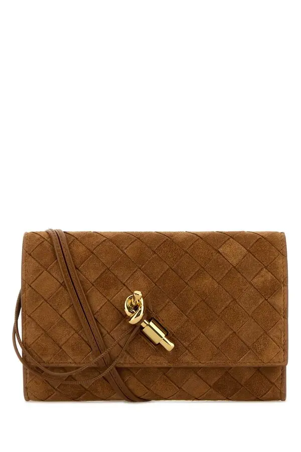Bottega Veneta Andiamo Crossbody Bag In Suede - Brown
