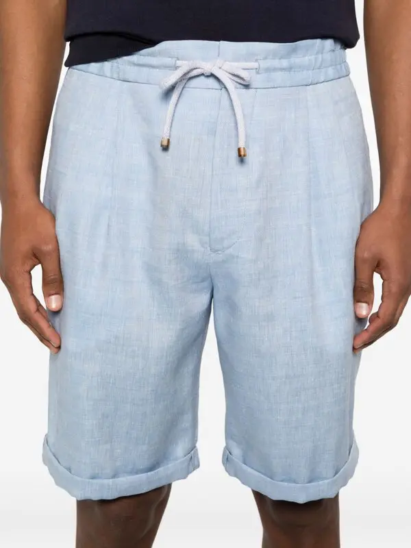 Brunello Cucinelli Linen Blend Pleated Shorts - Multicolor