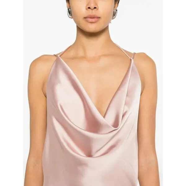 Andamane Spaghetti Straps Cowl Neck Side Slit Dress