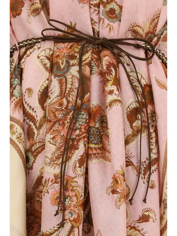 Zimmermann Aster Billow Dress Printed Silk Maxi Dress With Puff Sleeves And Belted Waist - Multicolor