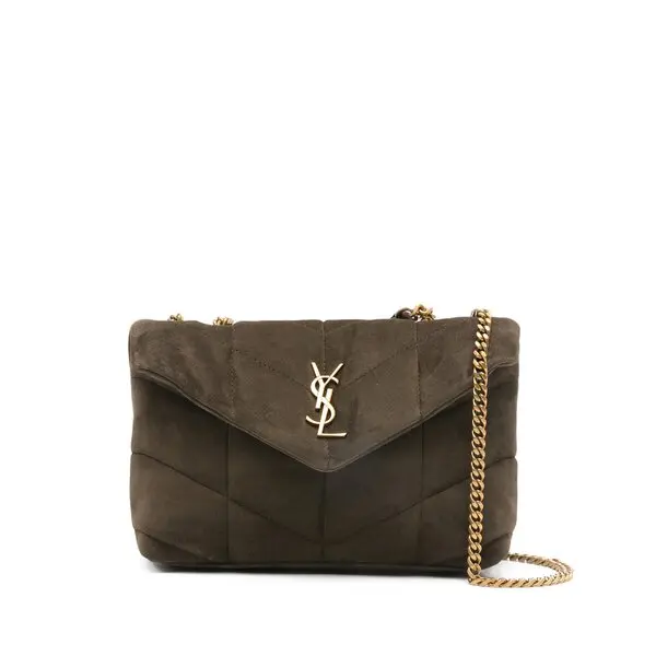 Saint Laurent Quilted Suede Shoulder Bag