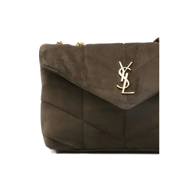 Saint Laurent Quilted Suede Shoulder Bag
