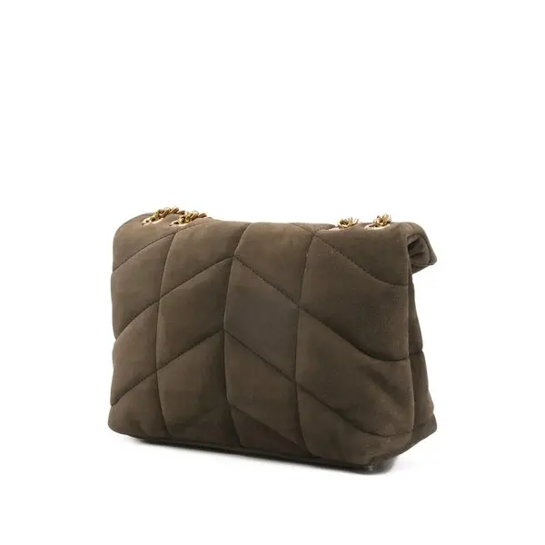 Saint Laurent Quilted Suede Shoulder Bag