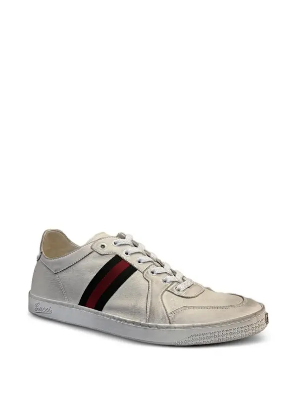 Gucci Stretch Leather Sneakers With Striped Detailing
