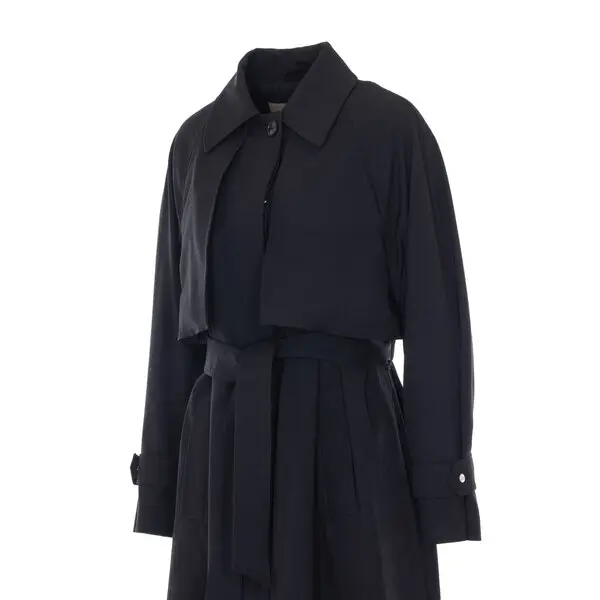 Herno Belted Crinkle Woven Trench Coat - Black