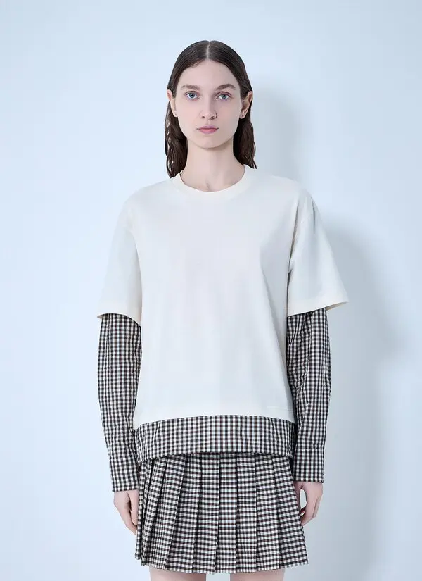 Moncler Layered Check T-shirt - White