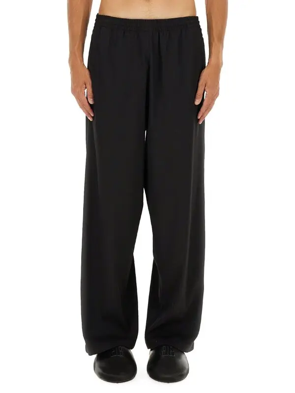 Balenciaga Stretch Wool Trousers - Black