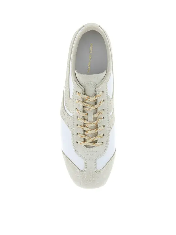 Dries Van Noten Two-tone Leather And Suede Lace-up Sneakers - Multicolor