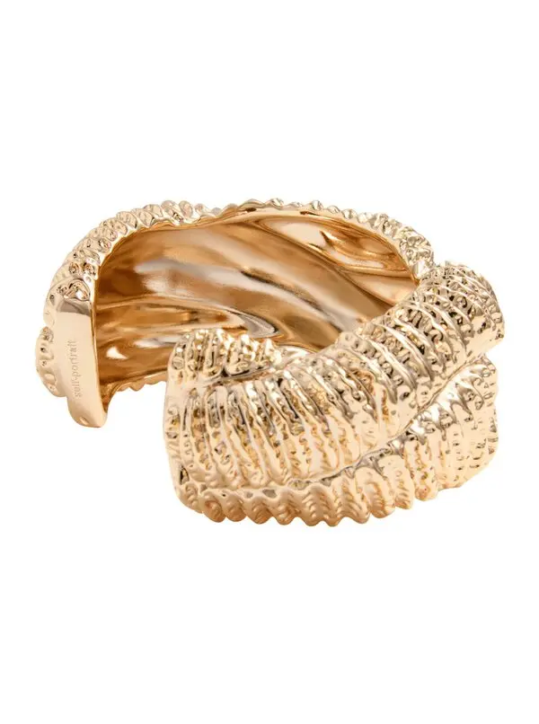 SELF-PORTRAIT Textured Gold Twisted Cuff Earrings
