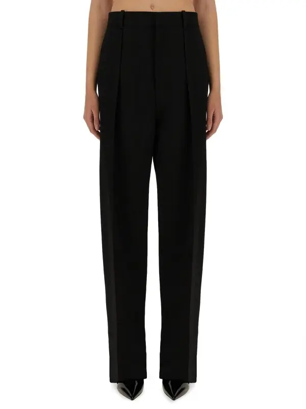 Bottega Veneta Wide Fit Wool Pants - Black