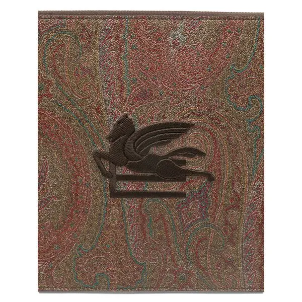 Etro Paisley Print Clutch Bag With Logo Embroidery
