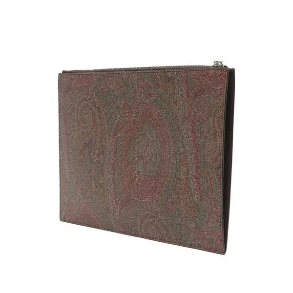 Etro Paisley Print Clutch Bag With Logo Embroidery