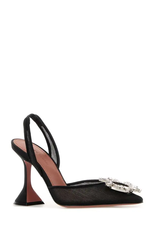Amina Muaddi Begum Mesh Sling Pumps - Black