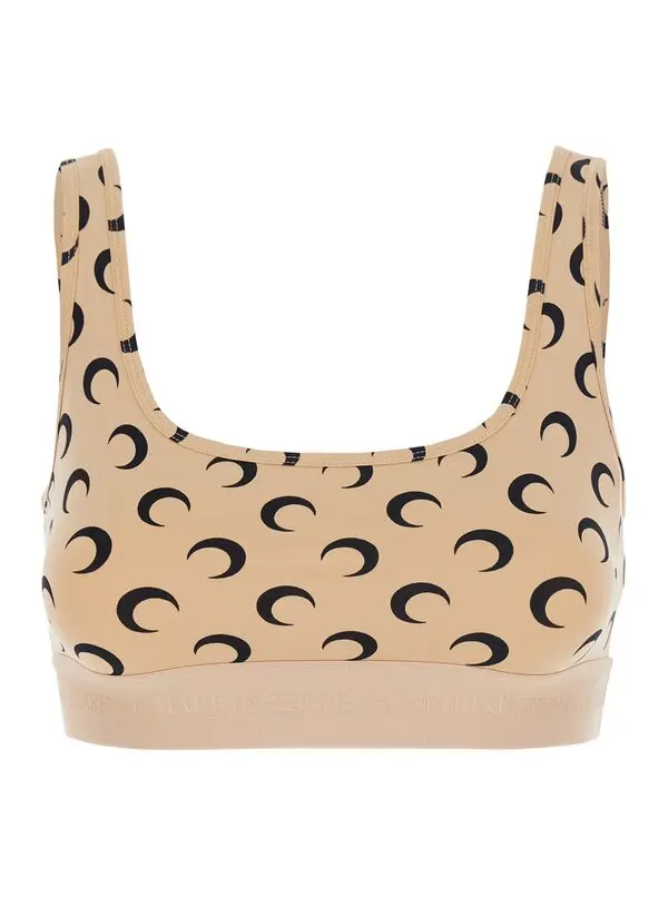 MARINE SERRE Moon Print Jersey Sports Bra - Cream