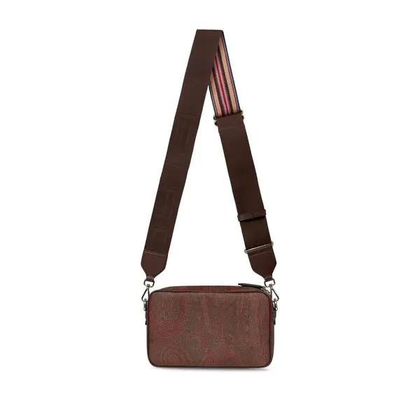 Etro Paisley Print Calf Leather Messenger Bag - Brown