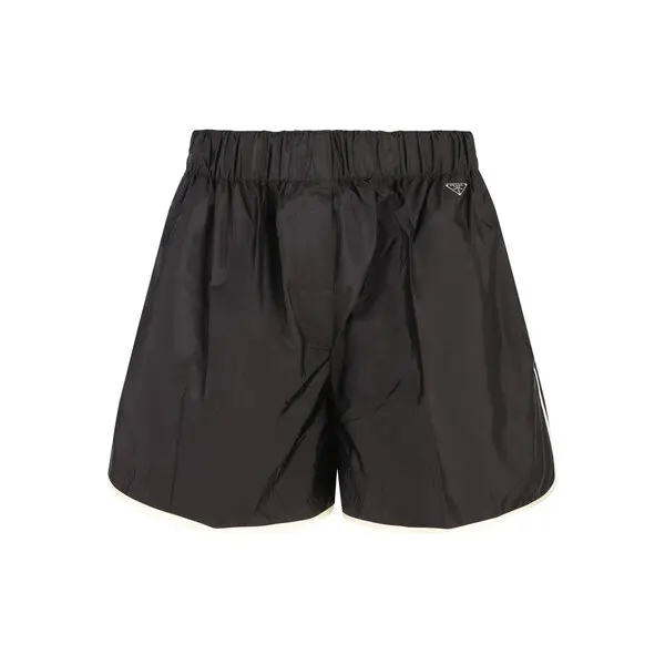 Prada Recycled Polyamide Mini Shorts With White Trim - Black