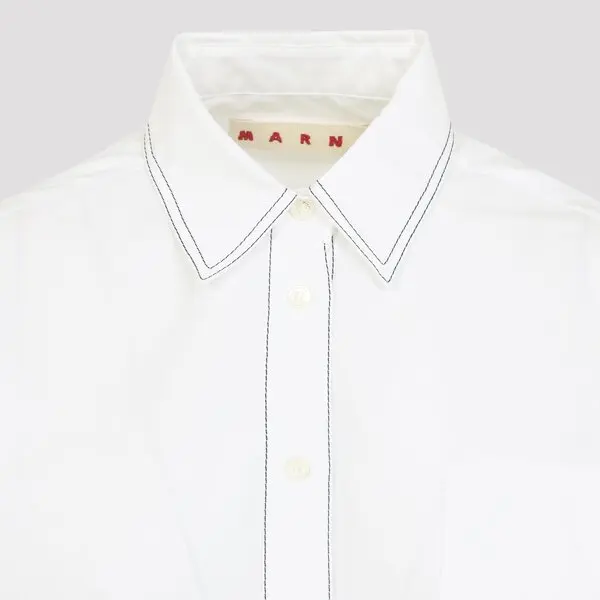 Marni Cotton Poplin Shirt With Contrast Stitching