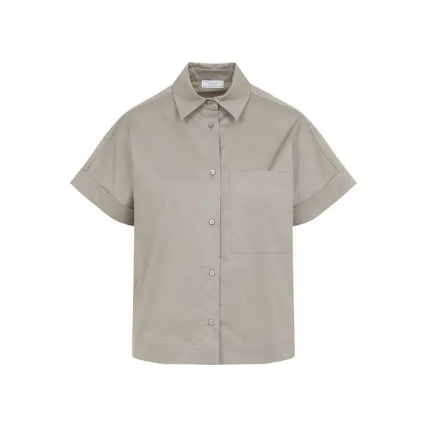 Peserico Cotton Shirt With Silver-toned Metal Details - Green