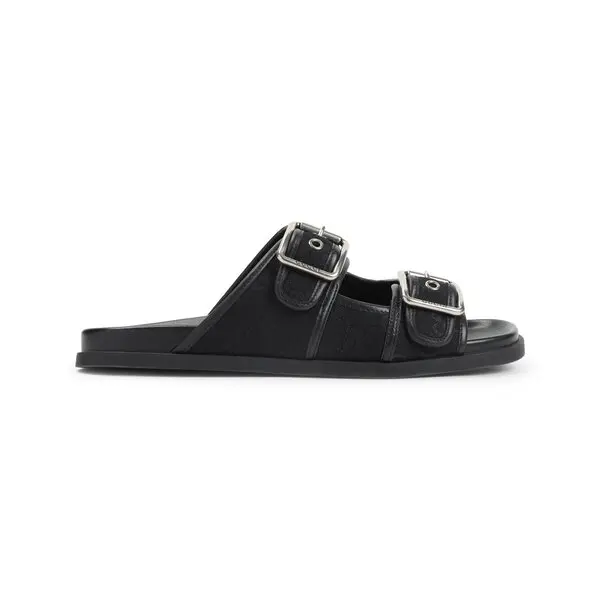 Gucci Gg Canvas Sandals With Buckle Detail - Black