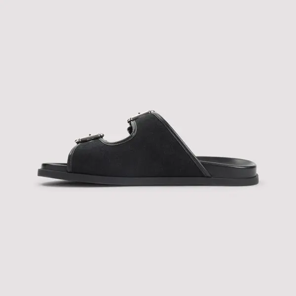 Gucci Gg Canvas Sandals With Buckle Detail - Black