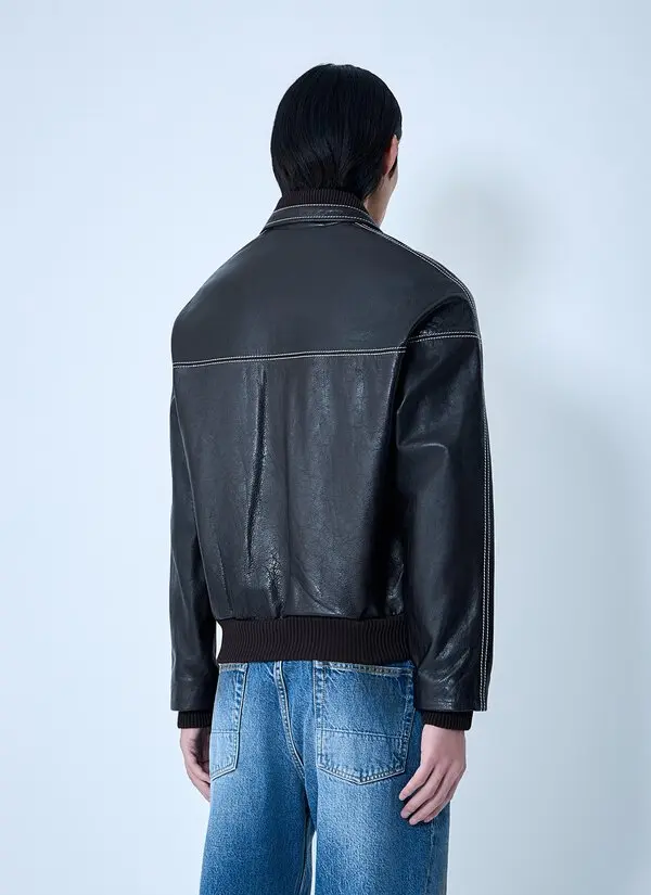 WALES BONNER Leather Button-up Jacket