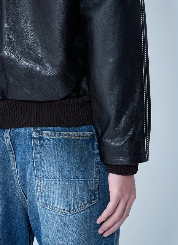 WALES BONNER Leather Button-up Jacket
