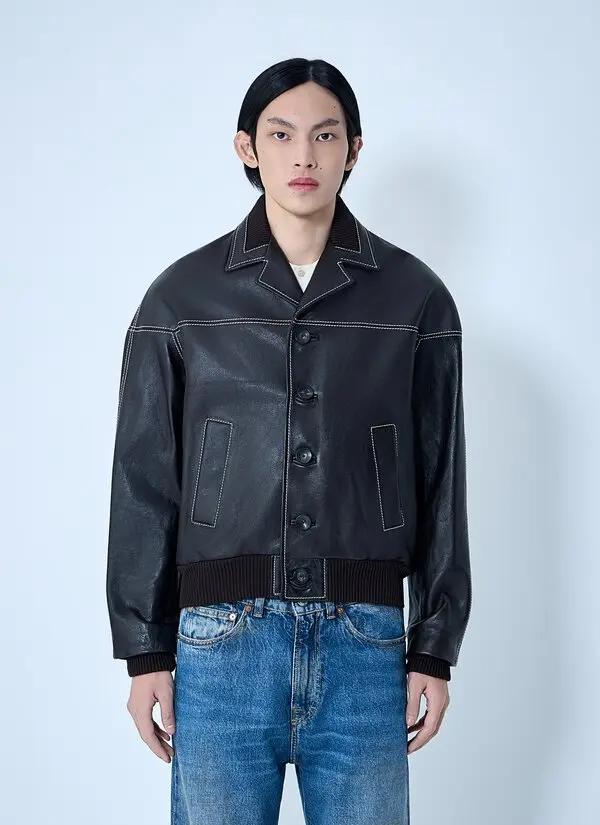 WALES BONNER Leather Button-up Jacket