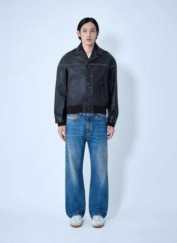 WALES BONNER Leather Button-up Jacket