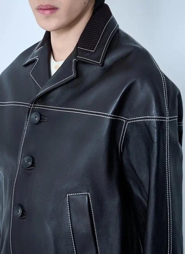 WALES BONNER Leather Button-up Jacket