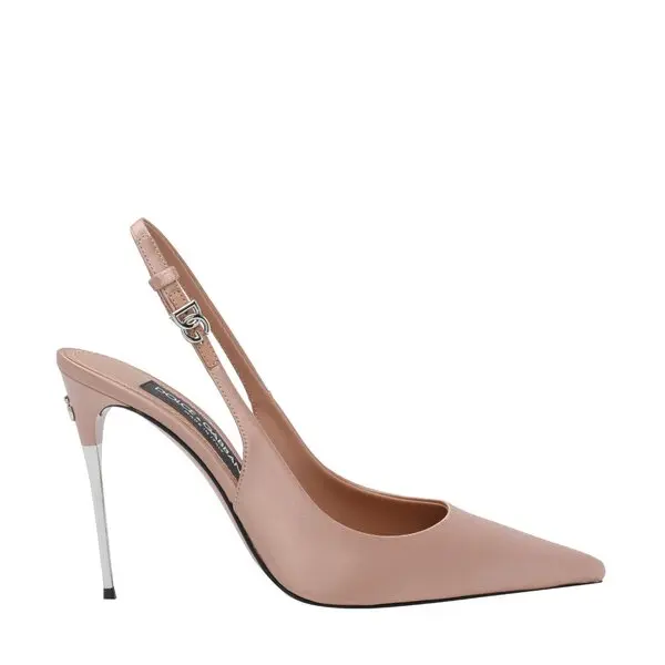 Dolce & Gabbana Satin Slingback With Dg Logo - Pink