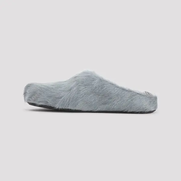 Marni Calf Hair Fussbett Sabot - Blue