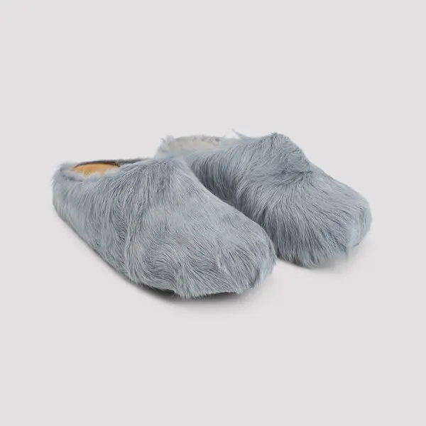 Marni Calf Hair Fussbett Sabot - Blue
