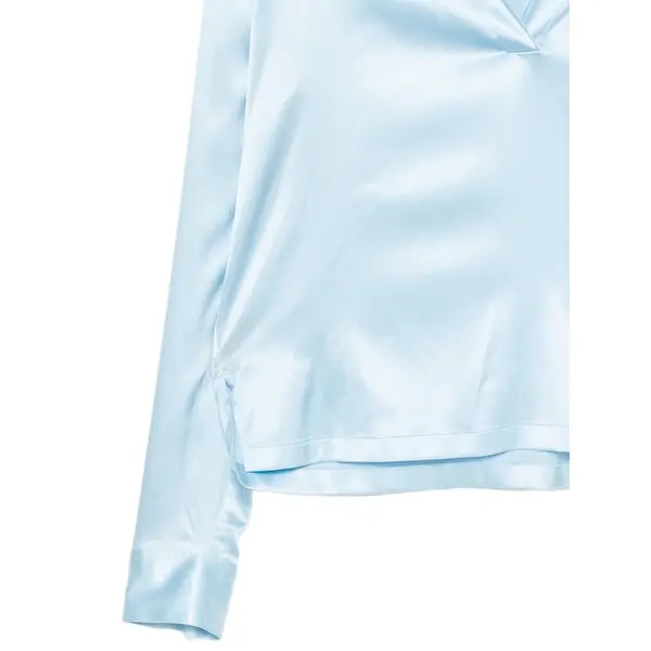 TOM FORD Silk Long Sleeve Split Neck Top
