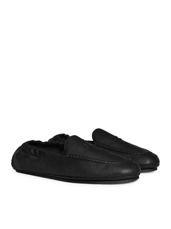 Celine Adam Slip-on Moccasins In Goat Leather - Black