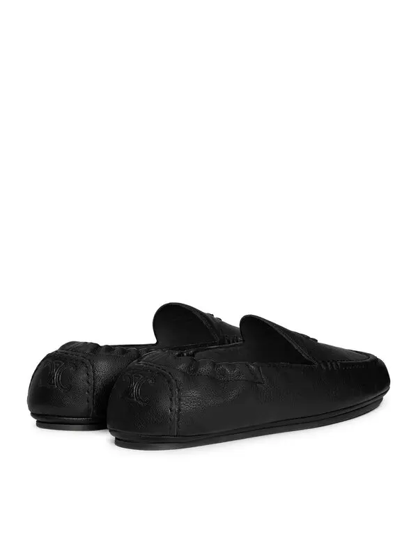 Celine Adam Slip-on Moccasins In Goat Leather - Black