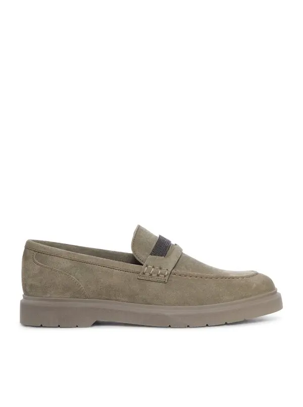 Brunello Cucinelli Suede Loafers With Jewel Embellishment - Multicolor