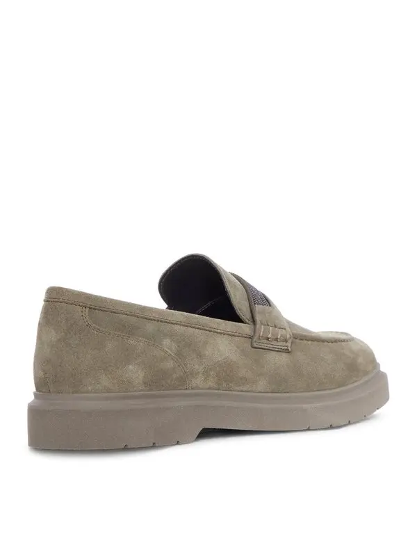 Brunello Cucinelli Suede Loafers With Jewel Embellishment - Multicolor