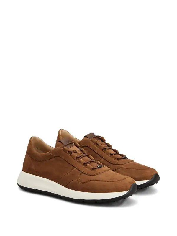 TOD'S Brown Suede Sneakers With Red Detailing