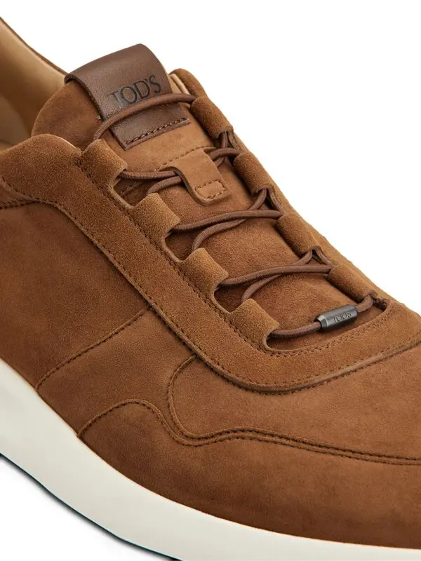 TOD'S Brown Suede Sneakers With Red Detailing
