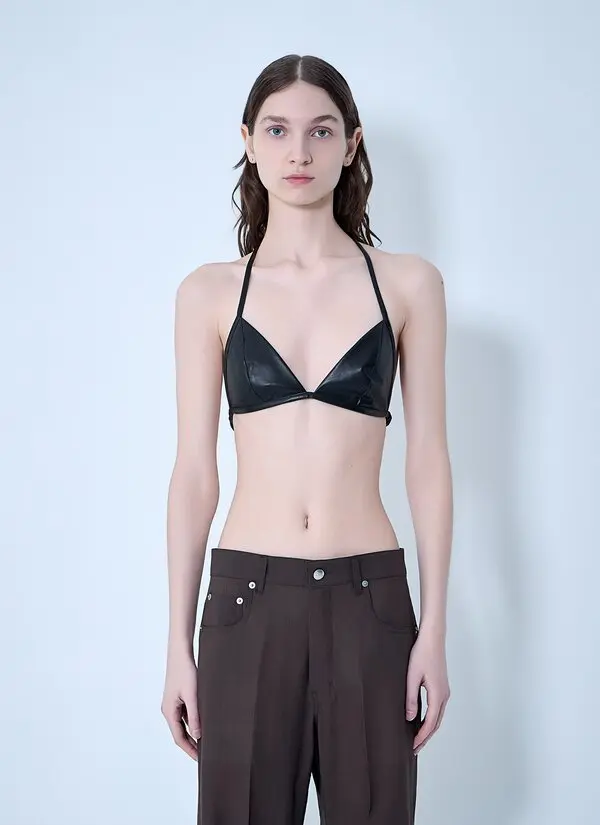 Rick Owens Leather Triangle Bikini Top - Black