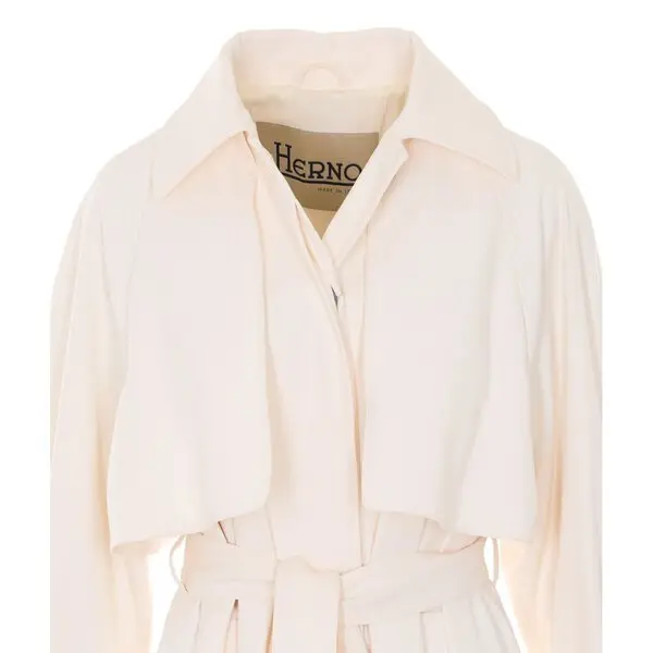 Herno Long-sleeve Crinkle Woven Trench Coat - White