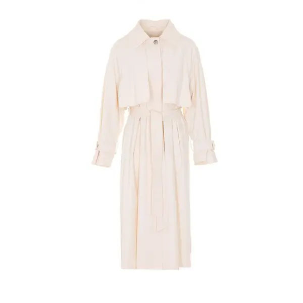 Herno Long-sleeve Crinkle Woven Trench Coat - White