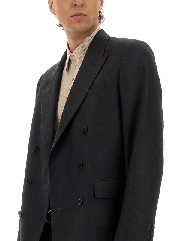 Dries Van Noten Wool Double Breasted Jacket - Gray